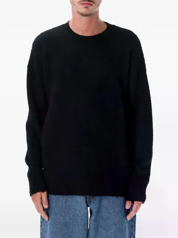 ROBERTO COLLINA Bouclé Crew Neck Sweater - Black