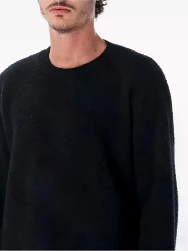 ROBERTO COLLINA Bouclé Crew Neck Sweater - Black