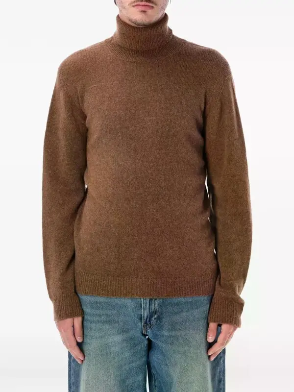 ROBERTO COLLINA Roll-neck Knitted Sweater - Brown