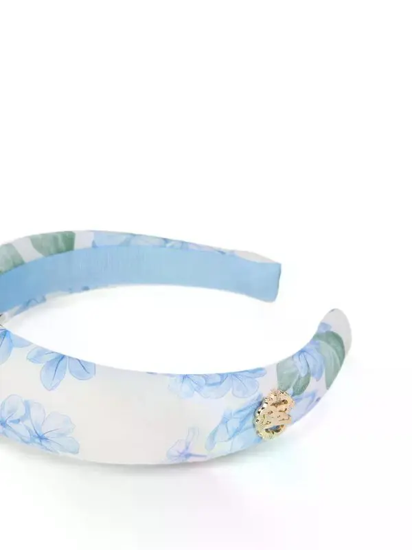 Roberto Cavalli Floral-print Rc Monogram Headband - White