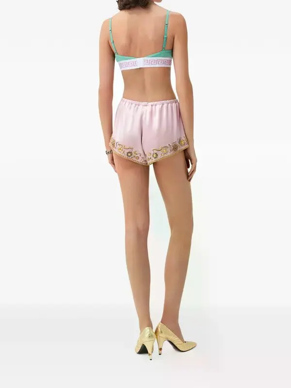 Versace Embroidered Silk Cady Satin Shorts