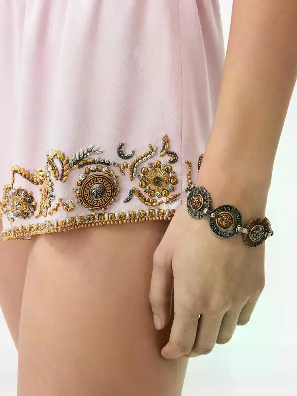 Versace Embroidered Silk Cady Satin Shorts