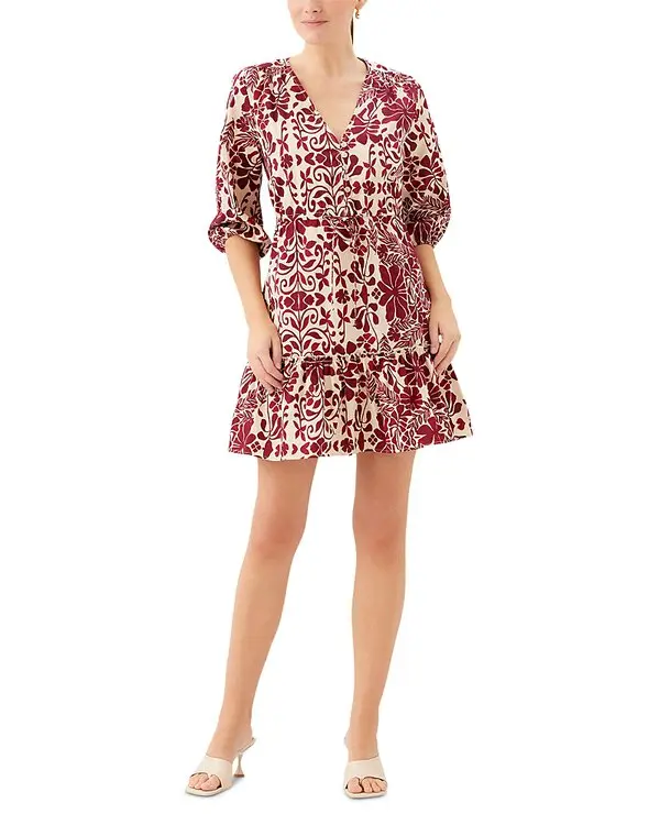 Fifteen Twenty Tasha Tiered 3/4 Sleeve Dress - Print