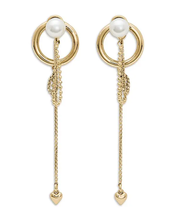 Kate Spade New York Chain Reaction Imitation Pearl & Chain Front To Back Earrings - Cream