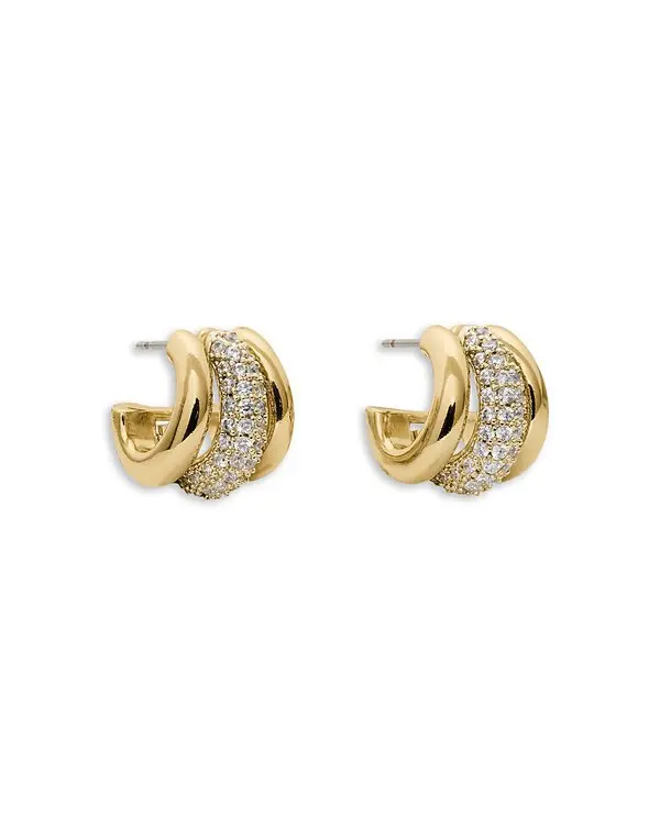 Kate Spade New York Tiny Twinkles Pave Triple Row Huggie Hoop Earrings - Clear/gold