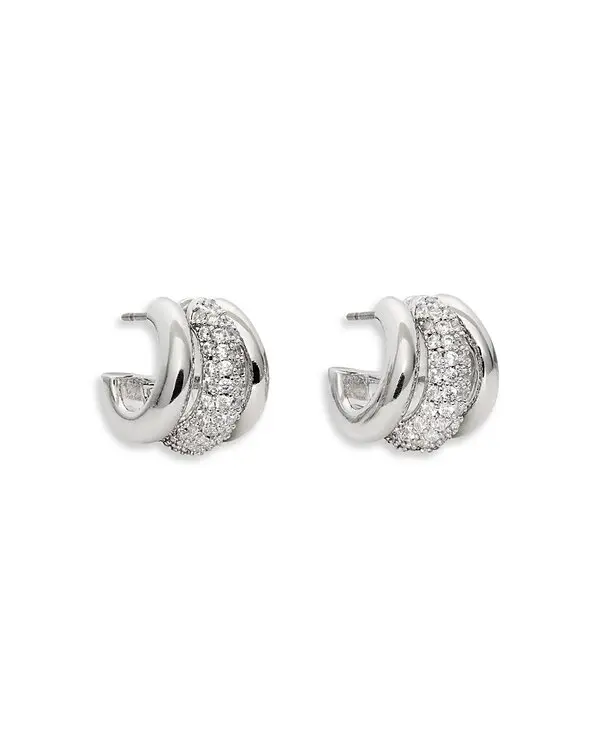 Kate Spade New York Tiny Twinkles Pave Triple Row Huggie Hoop Earrings - Clear/silver