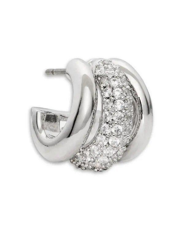 Kate Spade New York Tiny Twinkles Pave Triple Row Huggie Hoop Earrings - Clear/silver