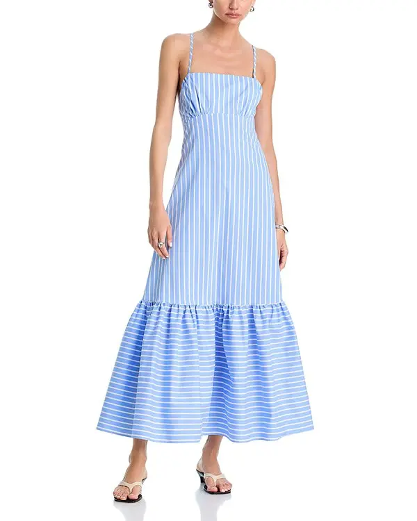 Aqua Stripe Open Back Maxi Dress Exclusive - Blue/white