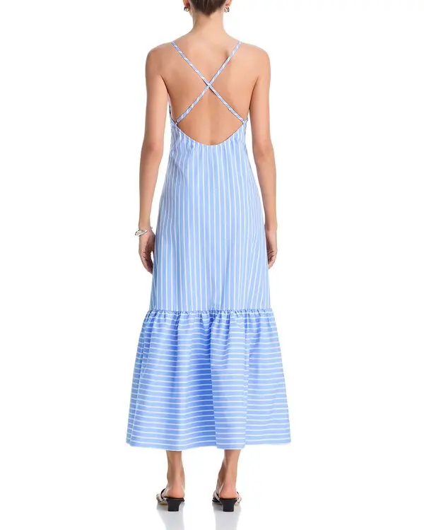 Aqua Stripe Open Back Maxi Dress Exclusive