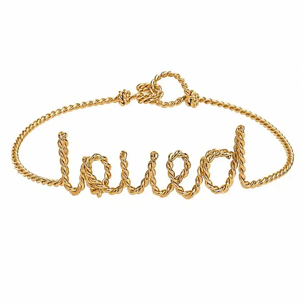 RARE MATTERS JEWELRY Loved Script Hand Wired Brass Bracelet - Gold