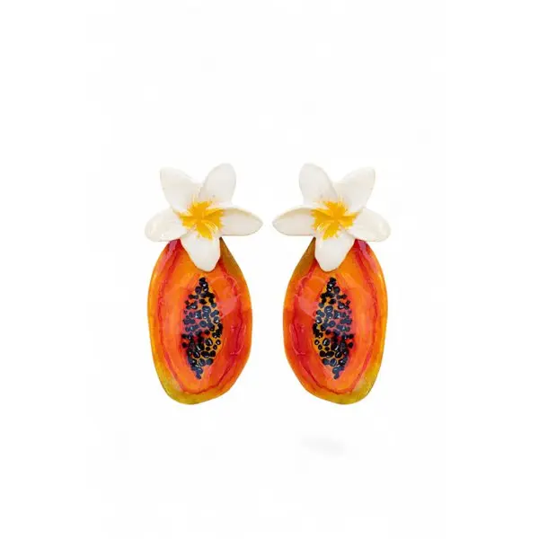 SUNSET MAGIC STUDIO Papaya Island Fruit & Flower Statement Earrings - Yellow