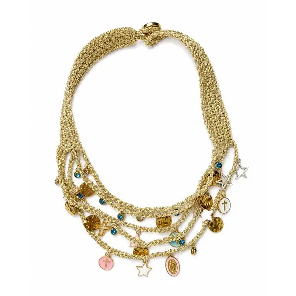 HILO DE MAR Layered Crochet Necklace With Charms - Gold