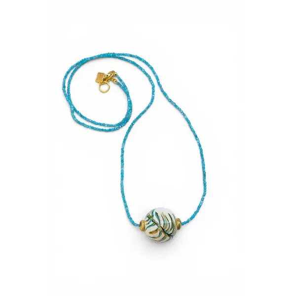 SUNSET MAGIC STUDIO Handpaint Detailed Pendant Necklace - Yellow