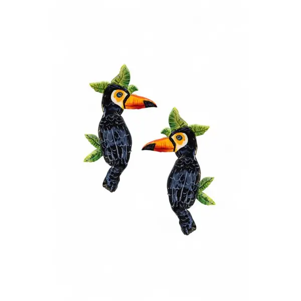 SUNSET MAGIC STUDIO Touco Toucan Statement Earrings - Yellow