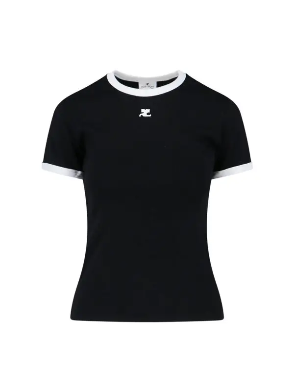 COURREGES Cotton T-shirt - Black