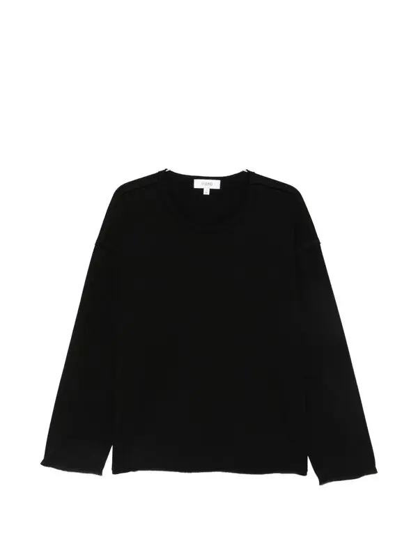 FOUND Crewneck Long-sleeve T-shirt In 100% Cotton - Nero