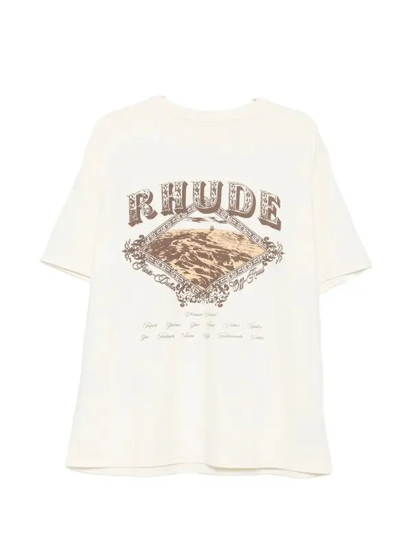 Rhude Crew Neck T-shirt With Front Print - Bianco