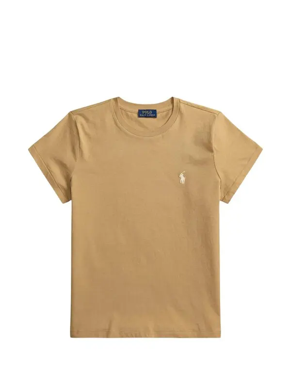 Ralph Lauren Embroidered Logo Cotton Crew Neck T-shirt - Beige