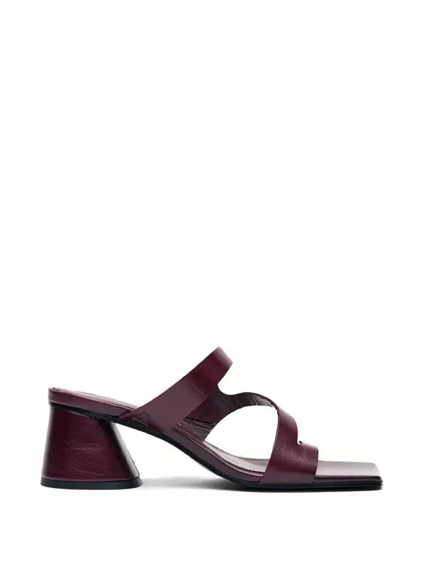 ALOHAS Leather Asymmetric Strappy Block-heel Sandals - Rosso
