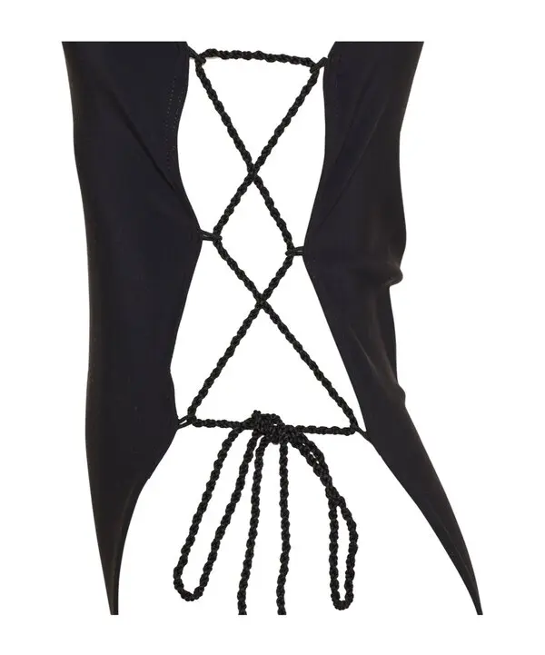 Alaïa Squareneck Tassel-tie Swimsuit