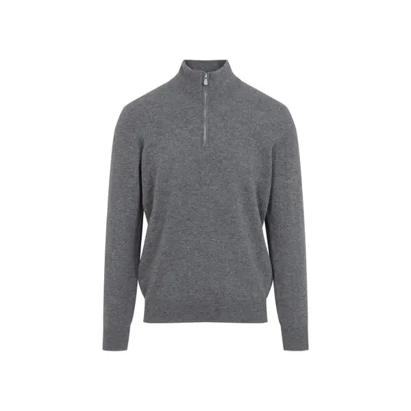 Brunello Cucinelli Half Zip Cashmere Sweater - Gray