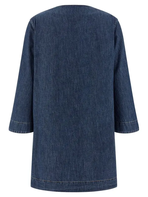 Valentino Garavani Denim Dress With Vgold Pockets - Blue