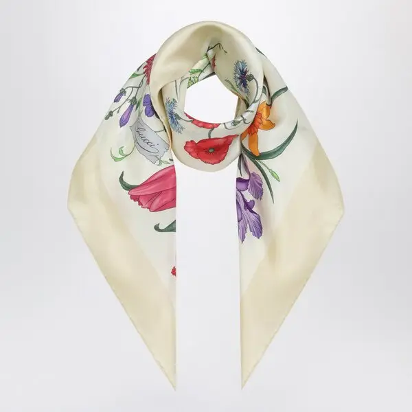 Gucci Printed Silk Twill Scarf - Yellow
