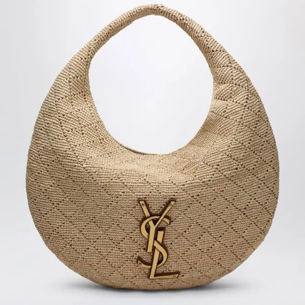 Saint Laurent Icare Hobo Bag In Crochet Raffia - Brown