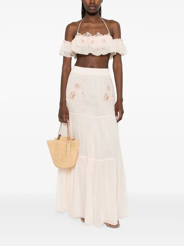 ERMANO SCERVINO Ermanno Scervino Floral Embroidered Tiered Skirt