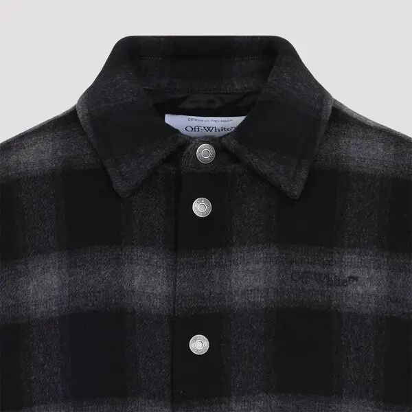 Off-White Lbl Flannel Wool Padded Overshirt Coat