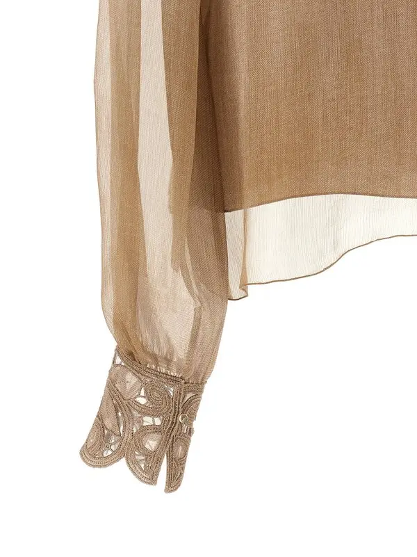 ERMANO SCERVINO Silk Floral Carving Blouse