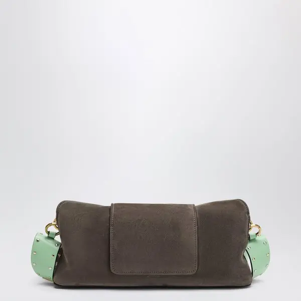 Versace Vivian Pouch In Suede Split Leather With Gold Tone Hardware