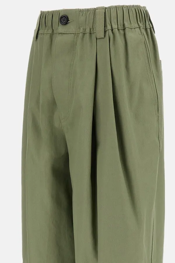Marni Wide Leg Canvas Trousers - Multicolor