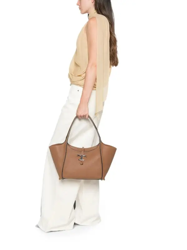 TOD'S T Timeless Small Leather Shopping Bag - Brown