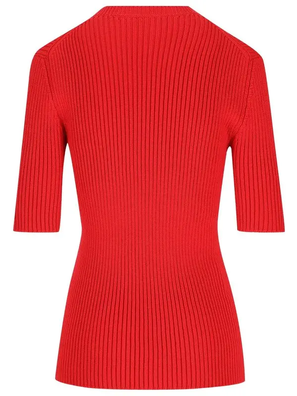 Prada Ribbed Wool Knit Top - Red