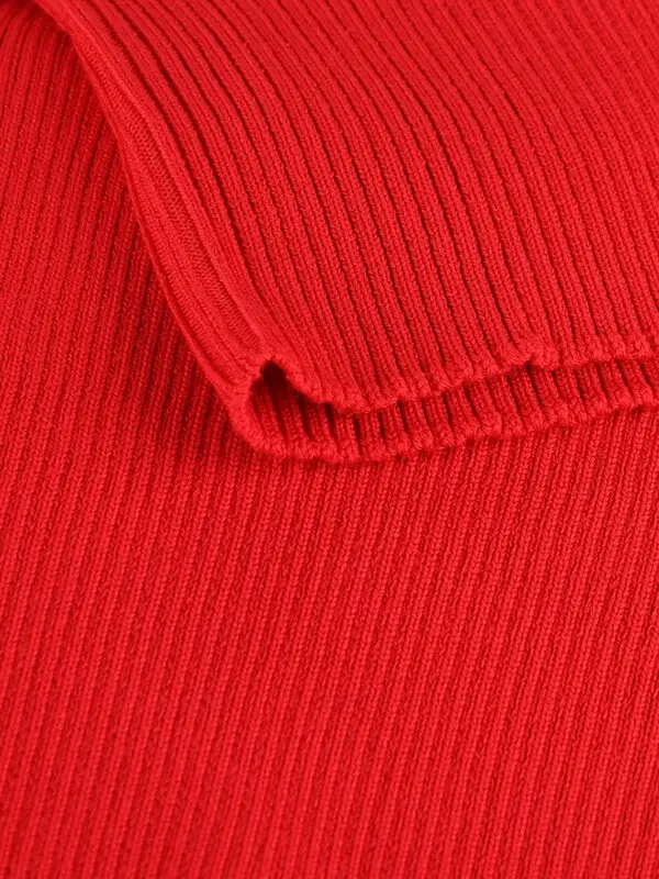 Prada Ribbed Wool Knit Top - Red
