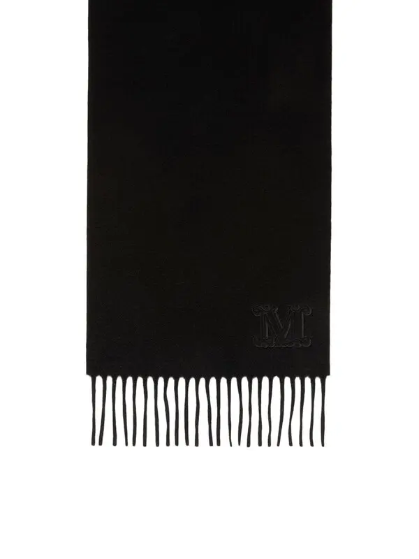Max Mara Cashmere Stole With Monogram Embroidery - Black