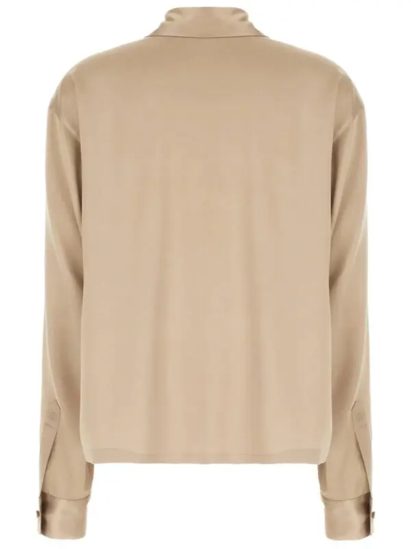 TOM FORD Silk Satin Long Sleeve Polo - Multicolor