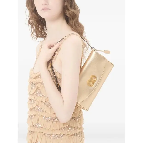 Valentino Garavani Metallic Vlogo Signature Shoulder Bag - Gold