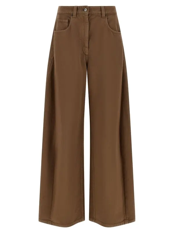 Brunello Cucinelli Garment-dyed Trousers - Brown