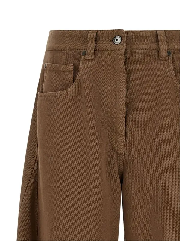 Brunello Cucinelli Wide-leg Garment-dyed Cotton Canvas Trousers