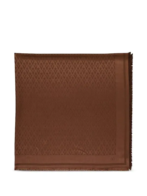 Valentino Garavani Toute La V Wool And Silk Shawl - Brown