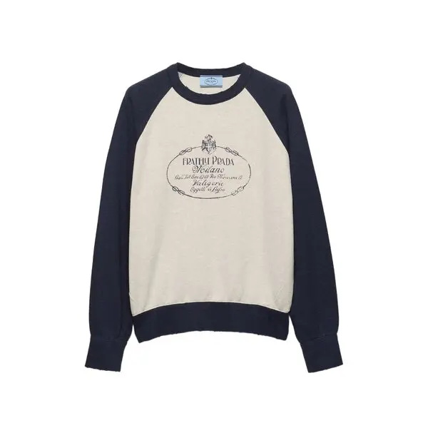 Prada Cotton Sweatshirt With Archive Logo - Cream