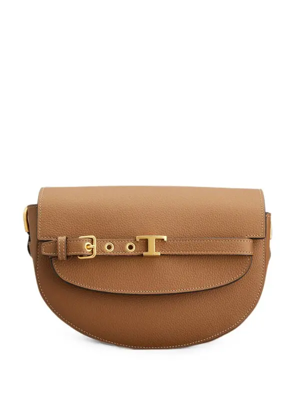 TOD'S T Timeless Mini Leather Shoulder Bag - Brown