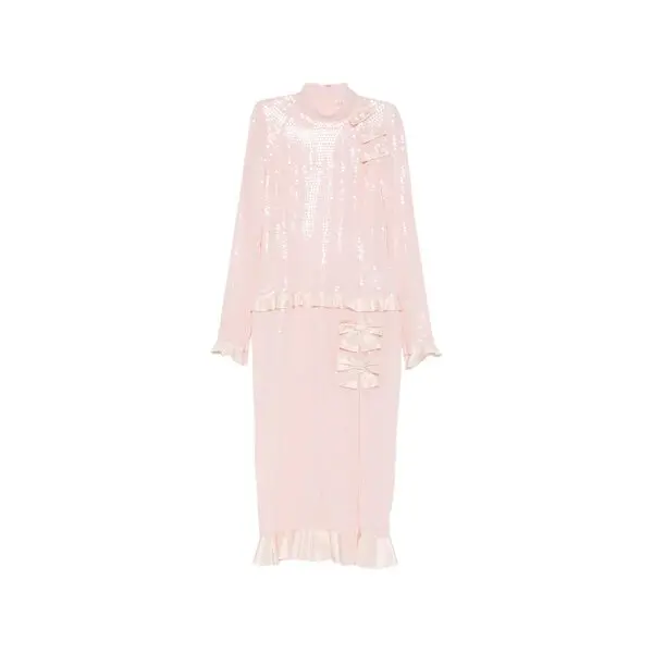 Alessandra Rich Sequin Embellished Long Sleeve Dress - Pink