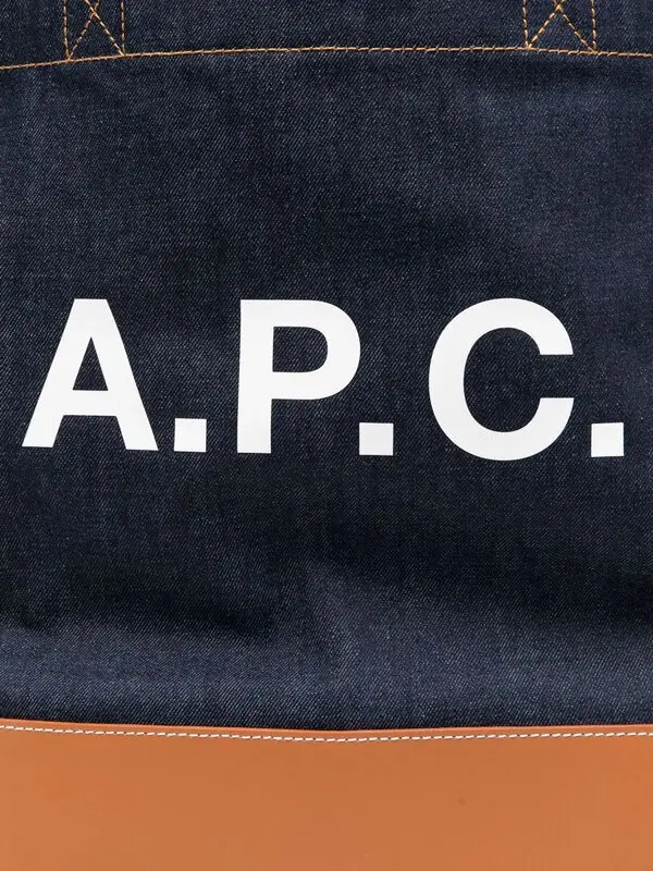 A.p.c. Axel Tote Bag In Japanese Denim And Leather