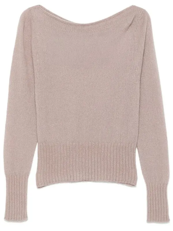 TOM FORD Long Sleeve Boat Neck Knit With Metal Plaque - Multicolor