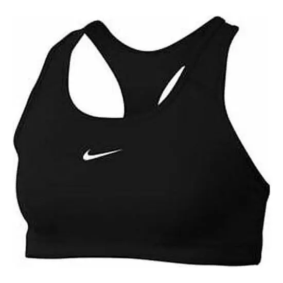 Nike Dri-fit Swoosh Medium-support 1-piece Pad Sports Bra 'black - Black/white