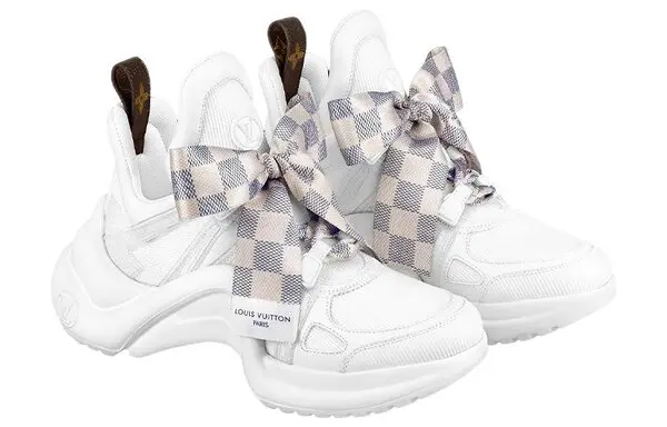 LOUIS VUITTON Archlight 1.0 Sneakers With Plaid Ribbon Detailing - White/beige/grey