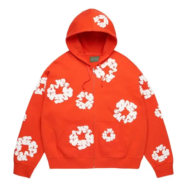 DENIM TEARS Cotton Wreath Zip Hoodie - Dark Orange